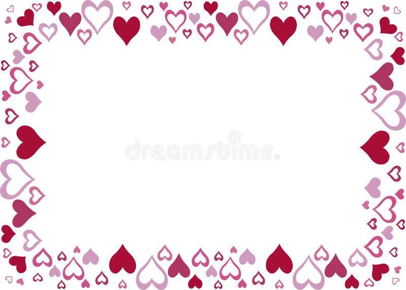 Rectangular Border Made with Many Hearts, Color Stock Illustration ...