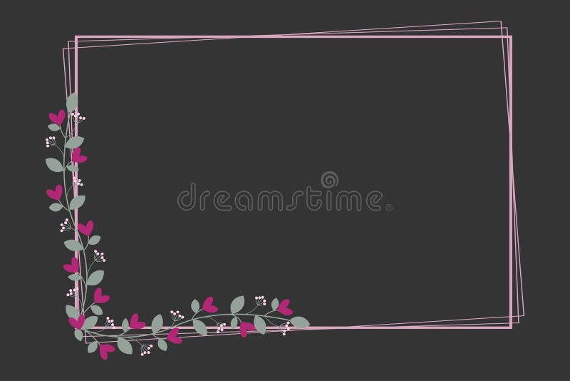 Rectangular Borders Frame with Love Pink Flowers Stock Vector ...