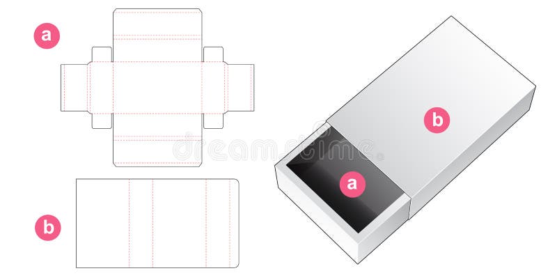 Rectangular Box with Cover Die Cut Template Stock Vector - Illustration ...