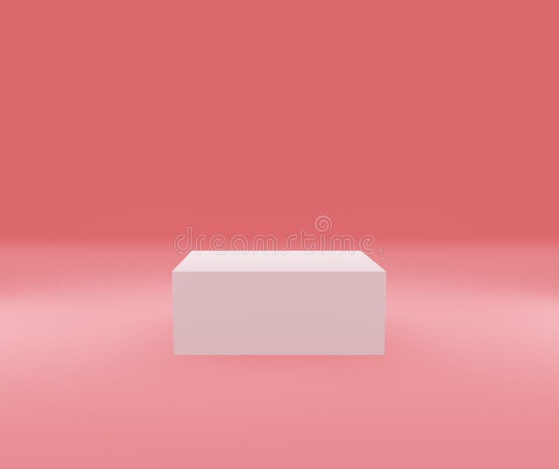 Rectangular Box for Demonstration, Pink Wall and Floor, White Podium ...