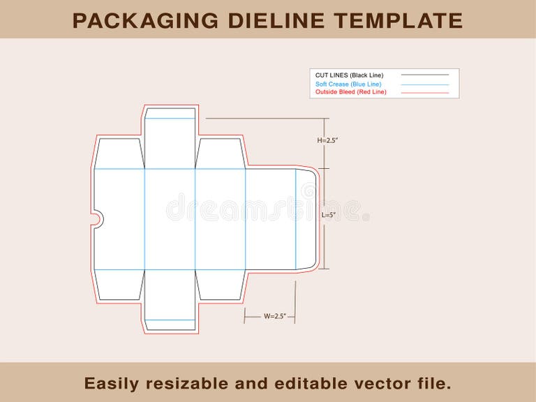 Rectangular Box, Box Dieline Template Stock Vector - Illustration of ...