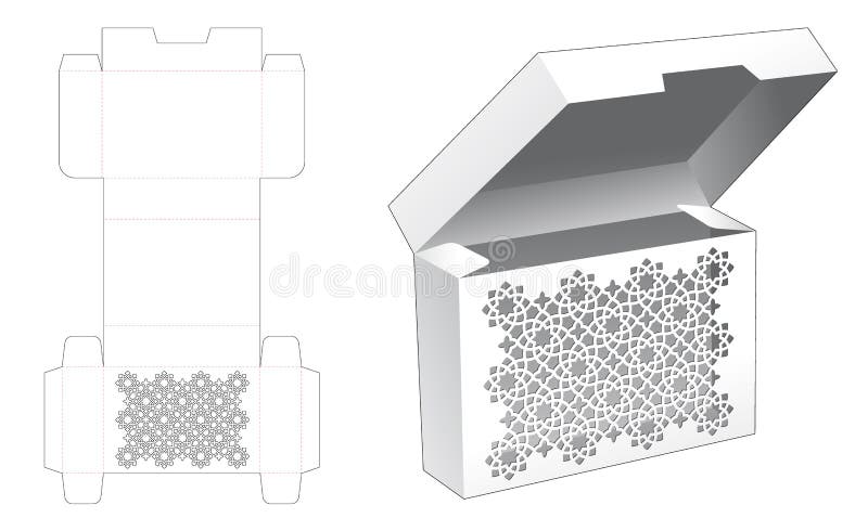 Rectangular Box with Flip Lid and Hidden Stenciled Pattern Die Cut ...