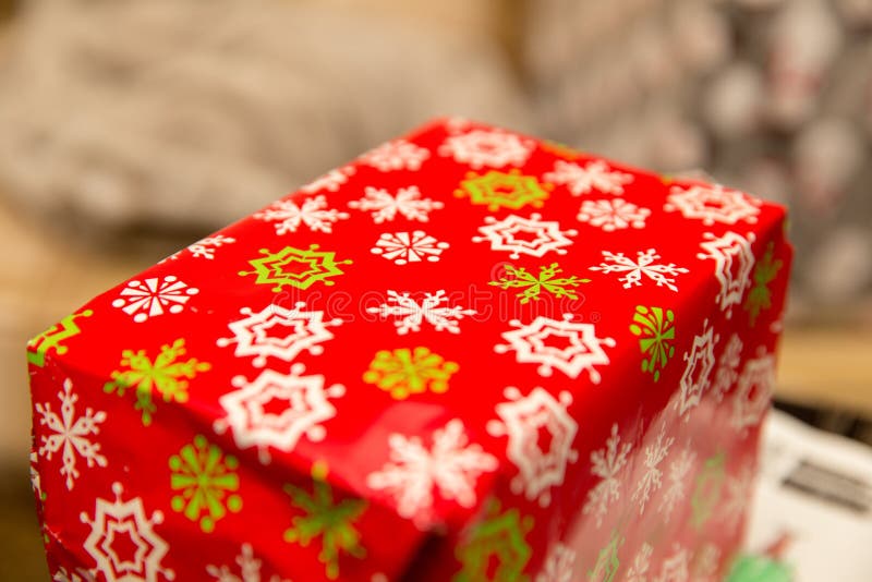 Christmas Present with Snowflake Design Stock Photo - Image of shopping ...