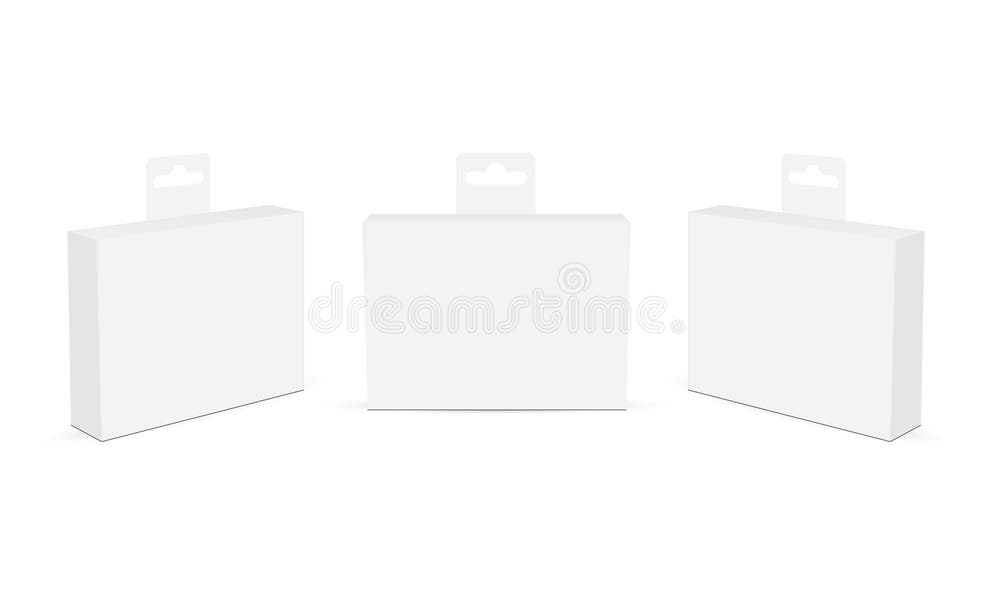 Rectangular Boxes Mockups with Euro Slot, Front, Side View Stock Vector ...