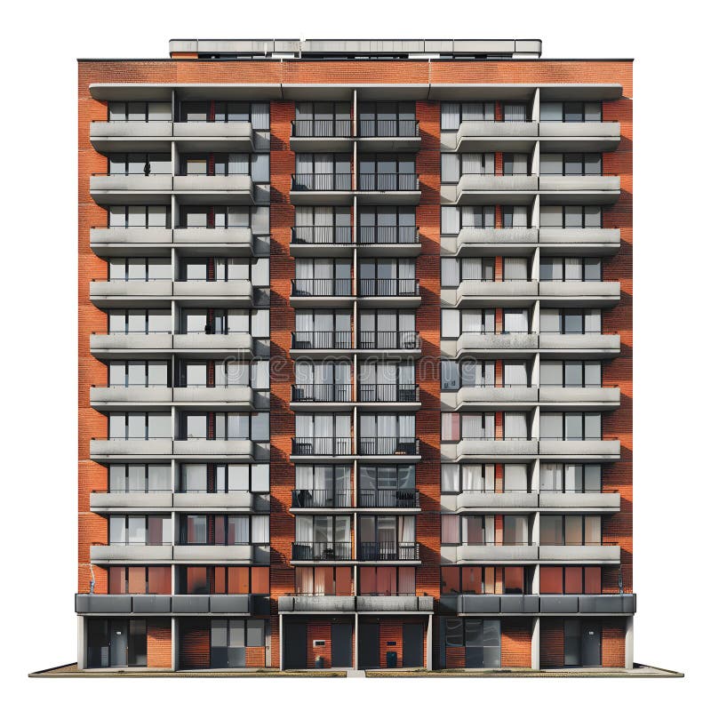 A Modern Urban Design Building with Wooden Balconies and Large Windows ...