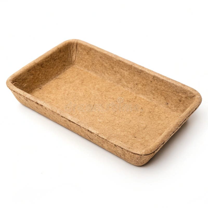 Rectangular Brown Kraft Paper Tray Isolated on White Background Stock ...