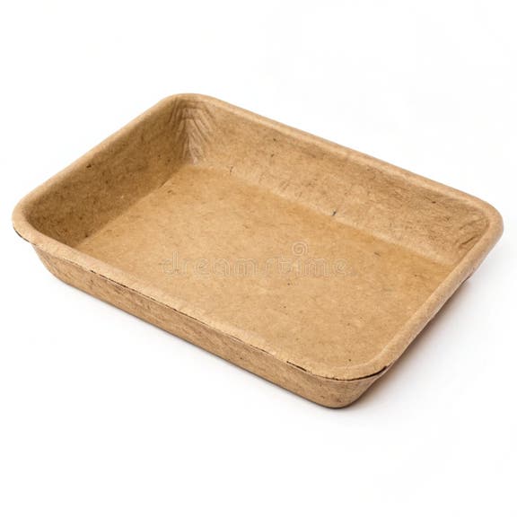 Rectangular Brown Kraft Paper Tray Isolated on White Background Stock ...