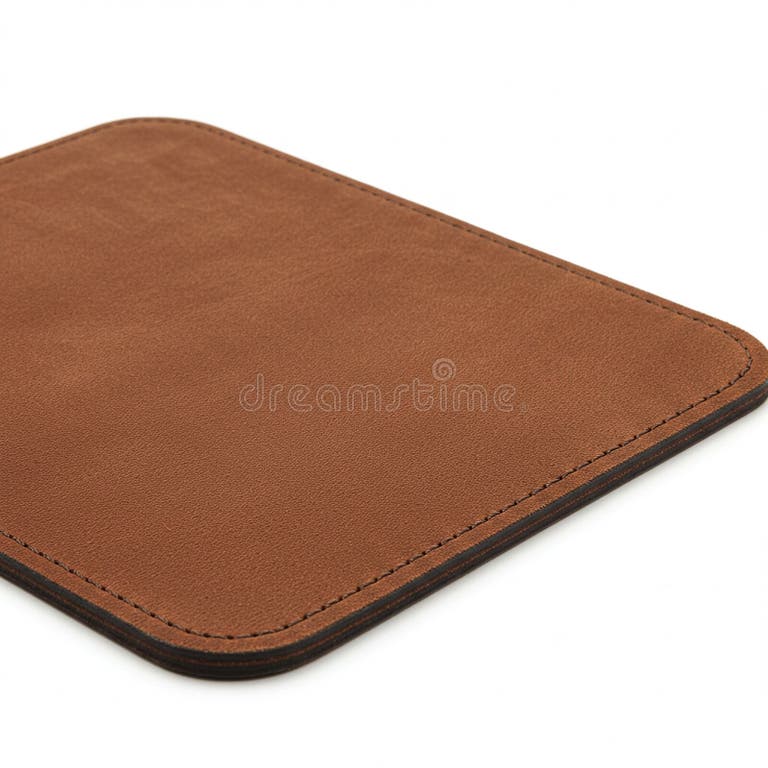 Rectangular Brown Leather Mat with Rounded Edges, Featuring Fine ...