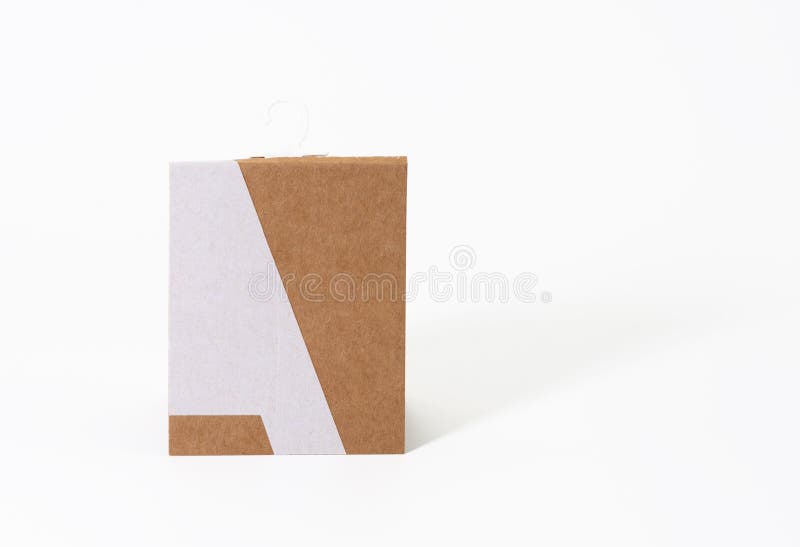 Rectangular Brown Paper Tag with Sock Hook on White Background Stock ...