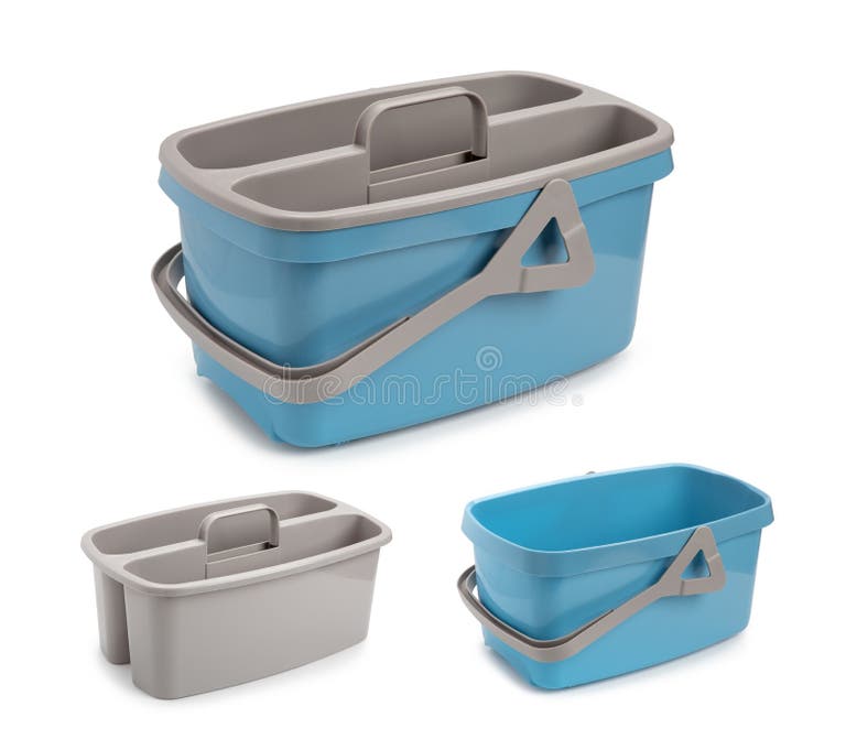 Rectangular Bucket and Tray Isolated on White Stock Photo - Image of ...