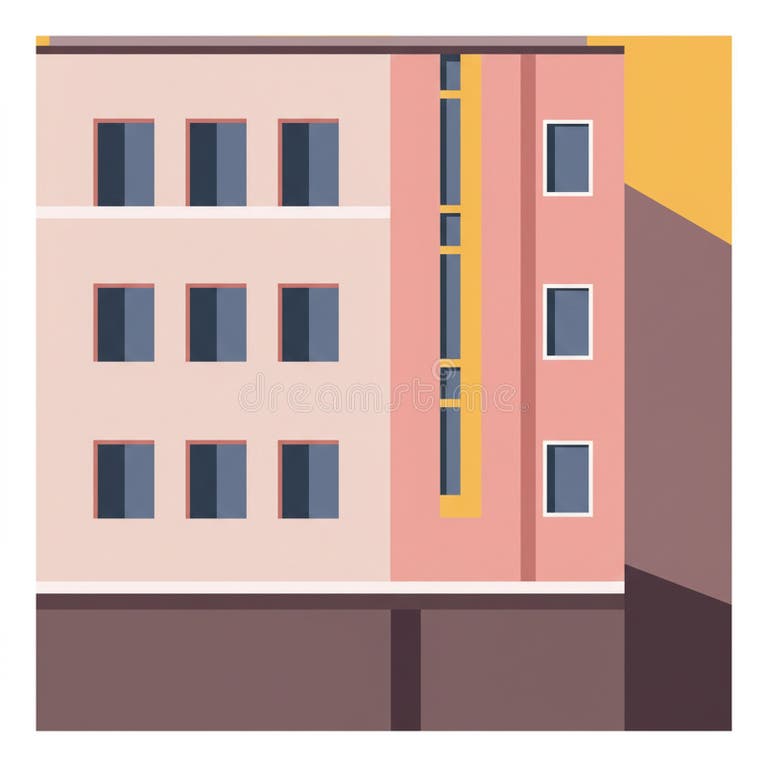 Rectangular Building Façade with Geometric Design. Features a Cream and ...