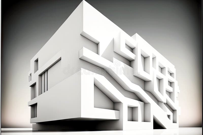 Rectangular Building of White Color in Clical Style As 3d Abstract ...