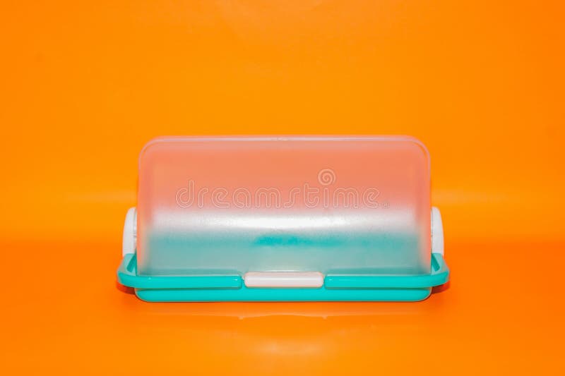 Rectangular Cake Container with Teal Lid Stock Image - Image of modern ...