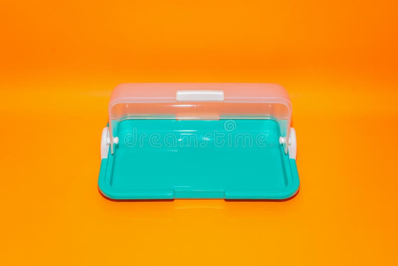Rectangular Cake Container with Teal Lid Stock Photo - Image of baker ...