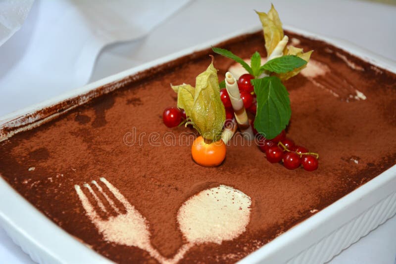 A Rectangular Cake is Decorated on Top with Berries and Decor Close-up ...