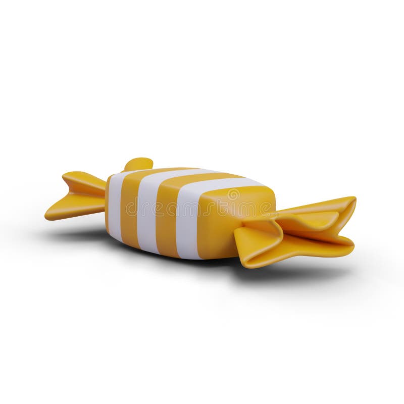 Rectangular Candy in Horizontal Position. Sweets in Yellow Wrapper ...