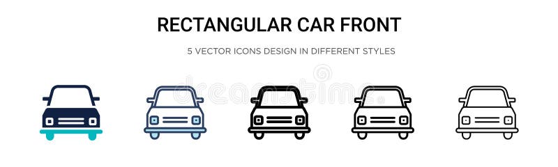 Rectangular Car Front Icon in Filled, Thin Line, Outline and Stroke ...