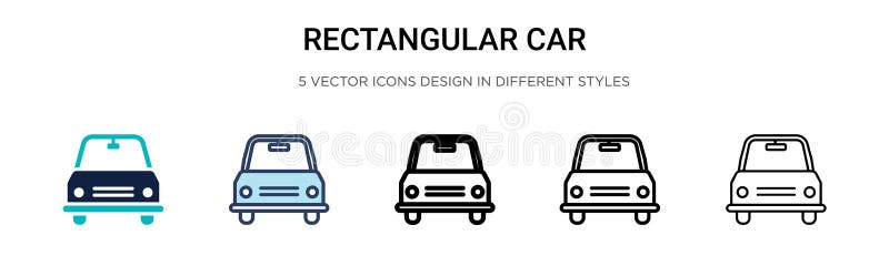 Rectangular Car Icon in Filled, Thin Line, Outline and Stroke Style ...