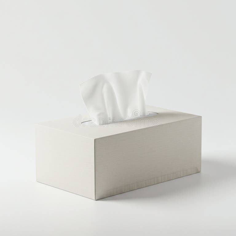 A Rectangular Cardboard Box of Facial Tissues with a Smooth, Light ...