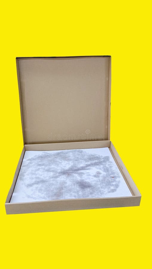 Rectangular Cardboard Box with Large Lid on Isolated Ye Stock Image ...