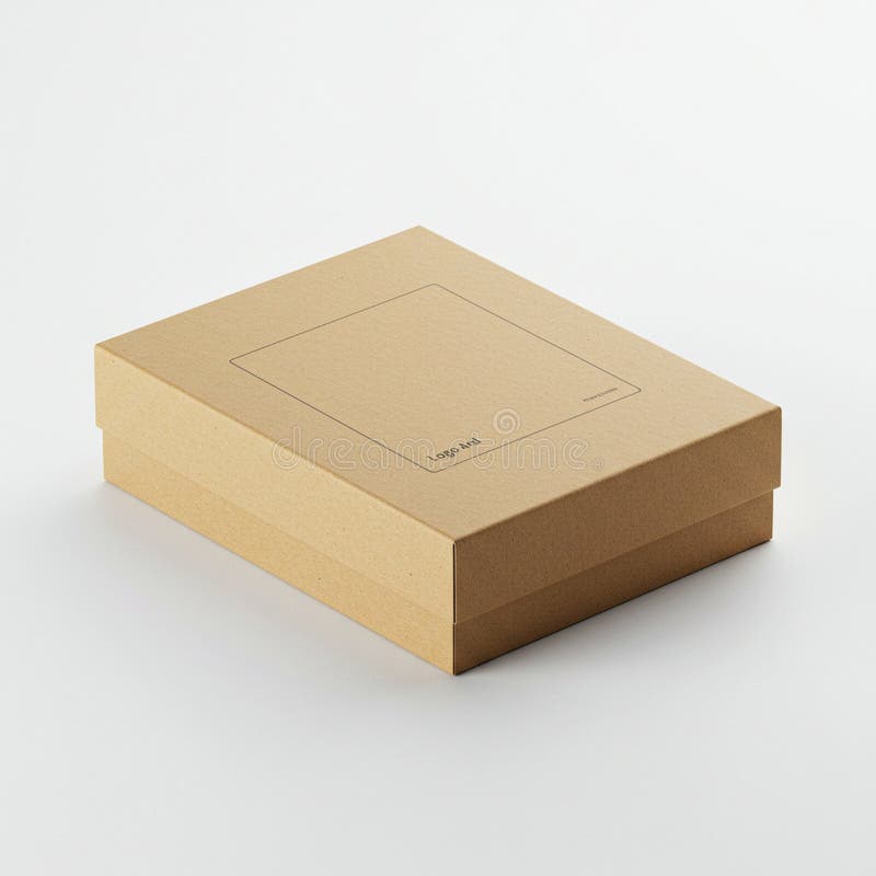 Rectangular Cardboard Box with a Lid, Featuring a Simple, Minimalistic ...