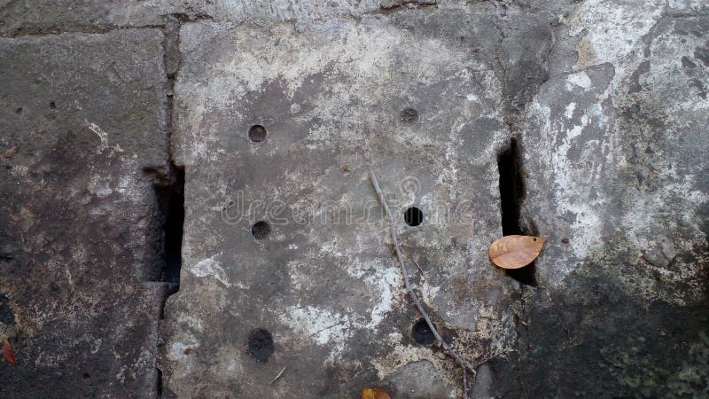 A Rectangular Cement Mold is Installed To Seal the Gutter. Aged Gutter ...