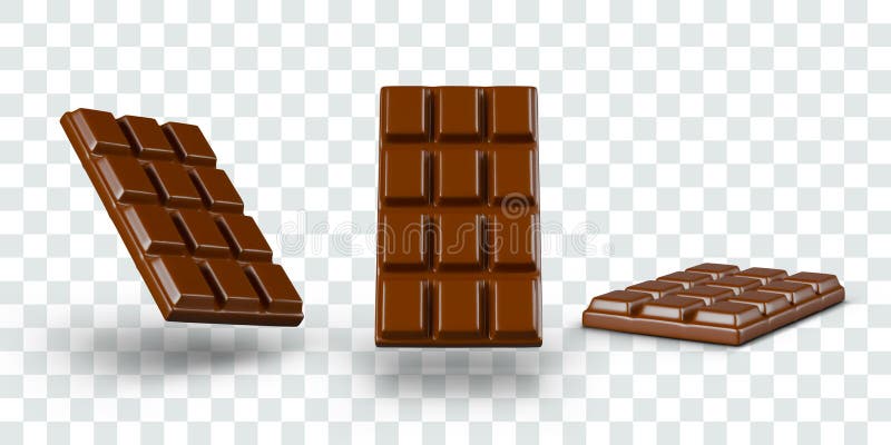 Rectangular Chocolate Bar in 3D Style. Classic Brown Sweets in ...