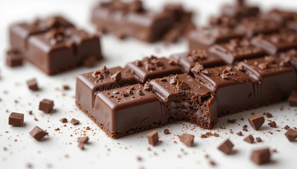 Rectangular Chocolate Bars with a Glossy Finish, Arranged on a Light ...