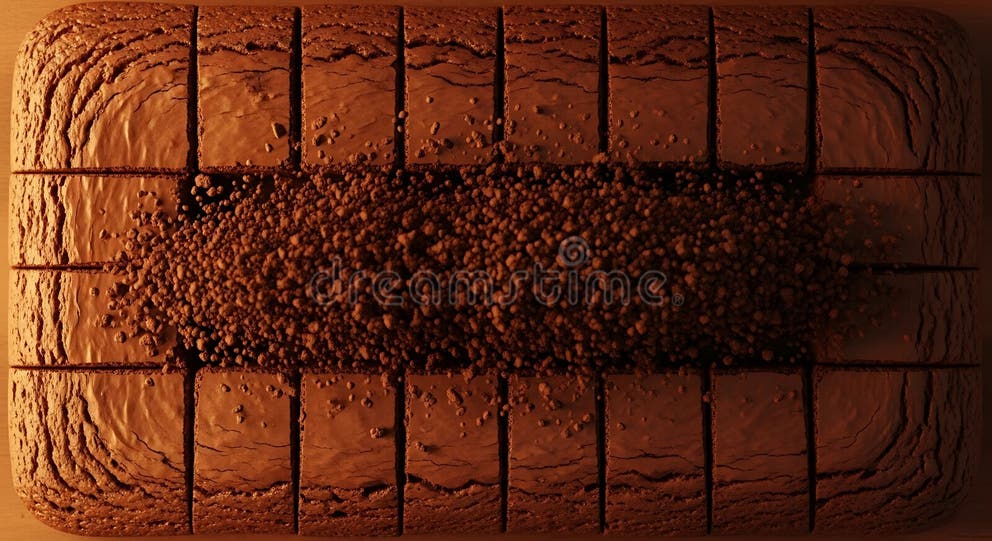 Rectangular Chocolate Cake with a Glossy, Smooth Surface. Divided into ...