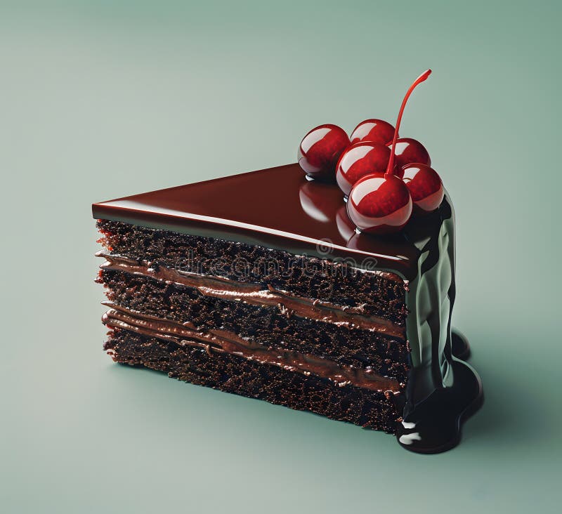 A Rectangular Chocolate Cake Topped with Cherries, a Staple Dessert on ...