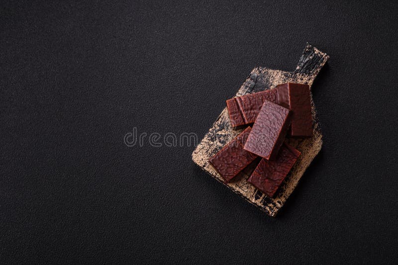 Rectangular Chocolate Candies with Mousse and Waffles Stock Image ...