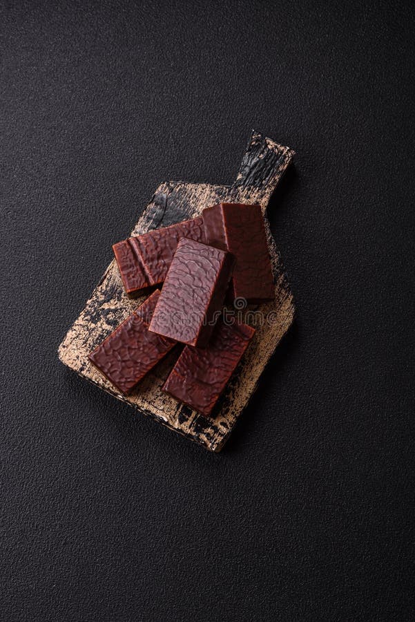 Rectangular Chocolate Candies with Mousse and Waffles Stock Photo ...