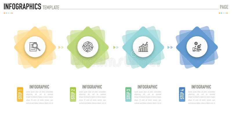Rectangular 4 Steps Infographic for Business Presentation Stock Vector ...