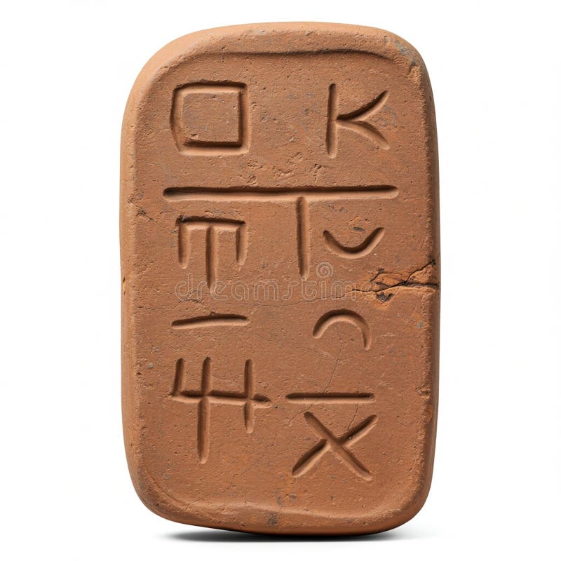 Rectangular Clay Tablet with Linear B Script Engraved on the Surface ...
