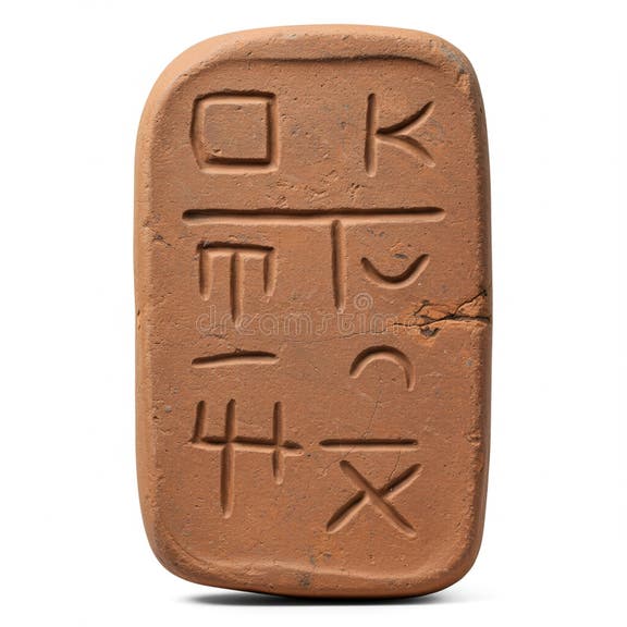 Rectangular Clay Tablet with Linear B Script Engraved on the Surface ...