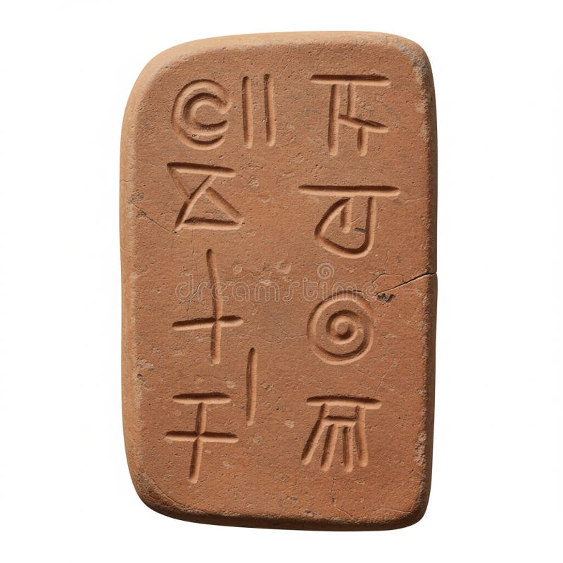 Rectangular Clay Tablet with a Reddish-brown Hue, Featuring Carved ...