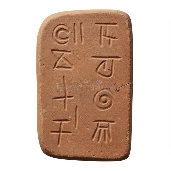 Rectangular Clay Tablet with a Reddish-brown Hue, Featuring Carved ...
