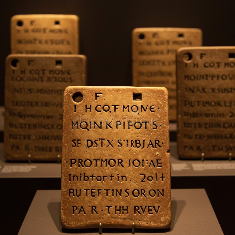Rectangular Clay Tablets with Inscribed Letters, Resembling Ancient ...