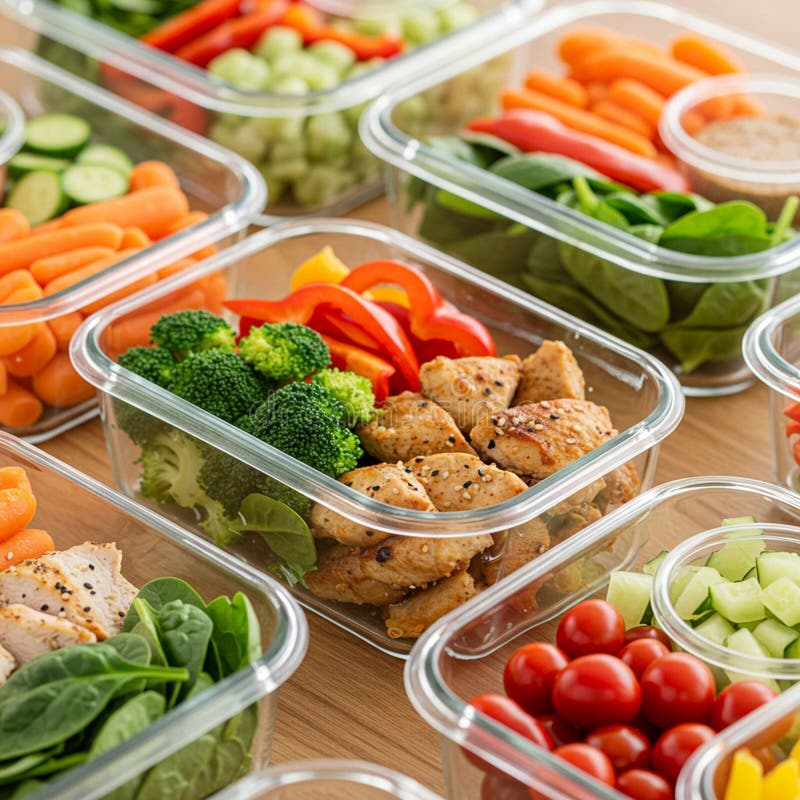 Rectangular Clear Plastic Containers Filled with a Variety of Fresh ...