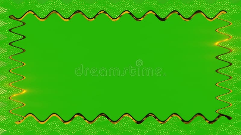 Rectangular Closed Wavy, Neon Glowing Gold, Square Frame, Horizontal ...