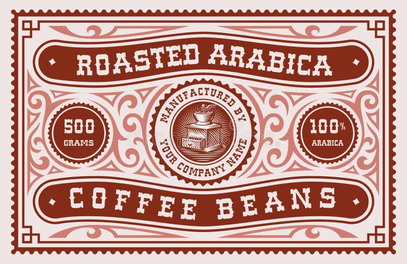 A Rectangular Coffee Package Template in Vintage Style Stock Vector ...
