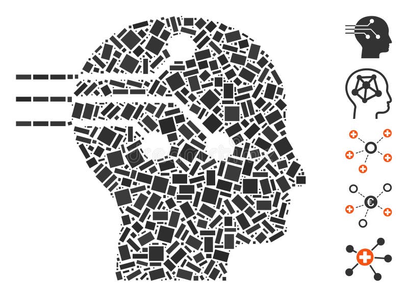 Rectangular Collage Brain Interface Stock Illustration - Illustration ...