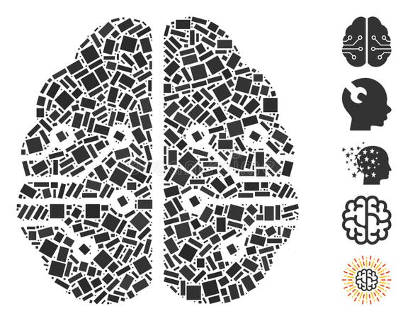Rectangular Collage Electronic Brain Stock Illustration - Illustration ...
