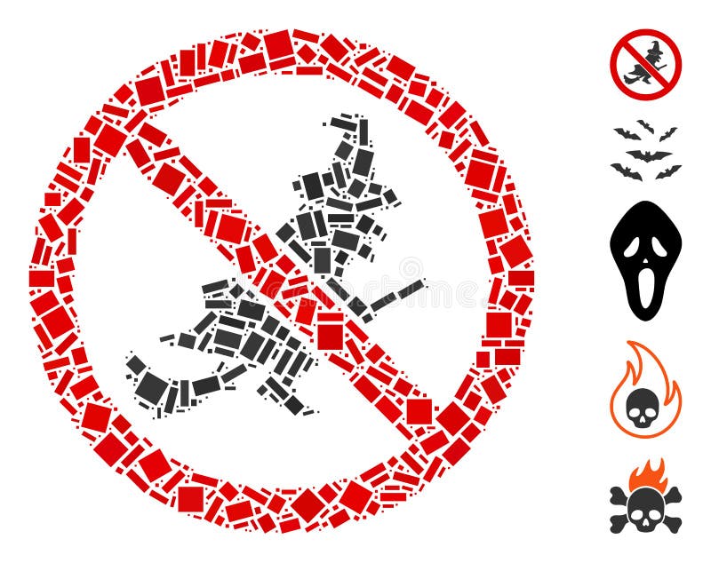 Rectangular Collage No Witch Flights Stock Illustration - Illustration ...