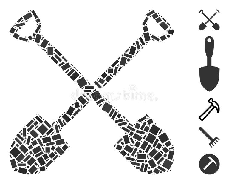 Rectangular Collage Shovels Stock Illustration - Illustration of ...