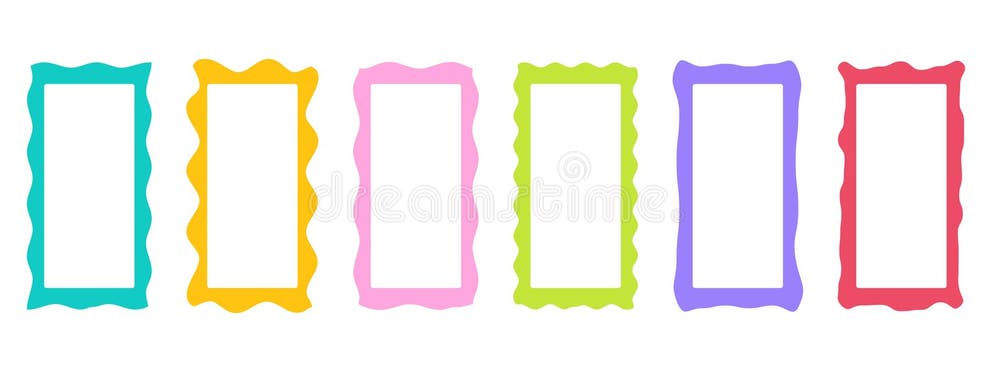 Rectangular Colored Retro Frames with Squiggly, Zigzag Wavy Edges ...