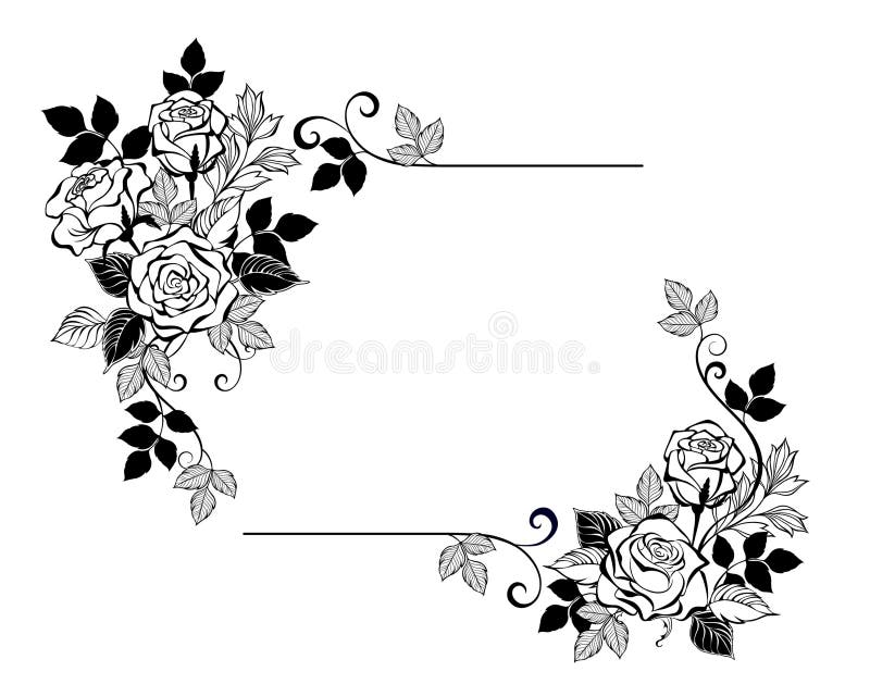 Rectangular Composition of Contour Roses Stock Vector - Illustration of ...