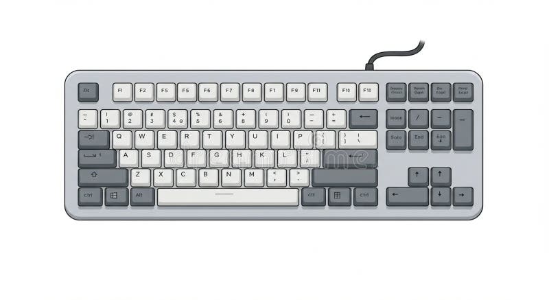 Rectangular Computer Keyboard with a Wired Connection, Features a ...