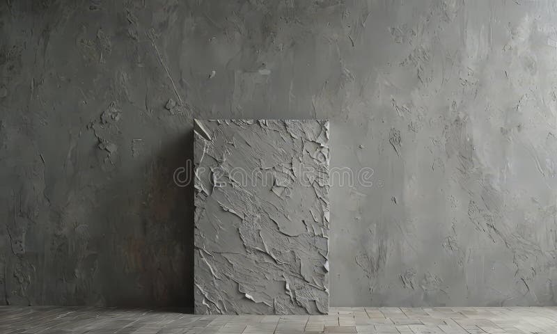 Rectangular Concrete Block with Rough Texture Stands Against Textured ...