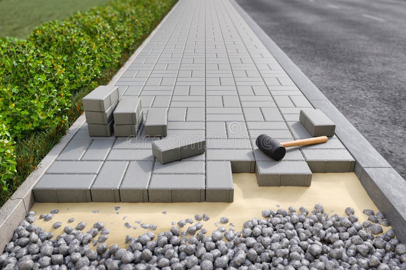 Rectangular Concrete Bricks on Sidewalk Stock Illustration ...